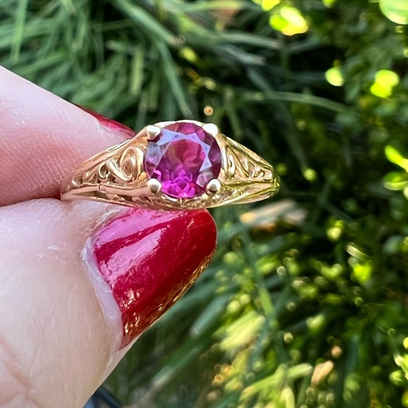 Kabana | Jewelry | Kabana Vintage 4k Yellow Gold Pink Tourmaline Ring Ornate Filigree Design ...
